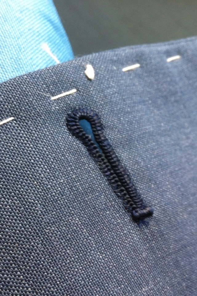 Working Button Holes, Savile Row Tailors.